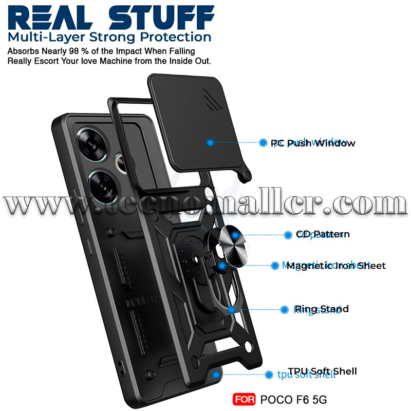 Poco F6: Poco F6 funda hibrida con anillo y proteccion para camara